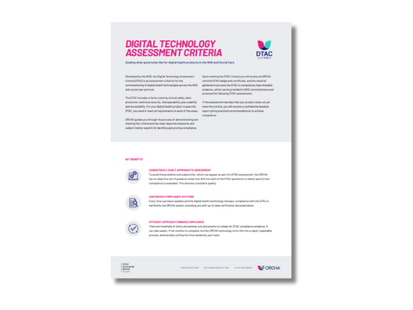 Digital Technology Assessment Criteria (DTAC) | NHS Standard | ORCHA
